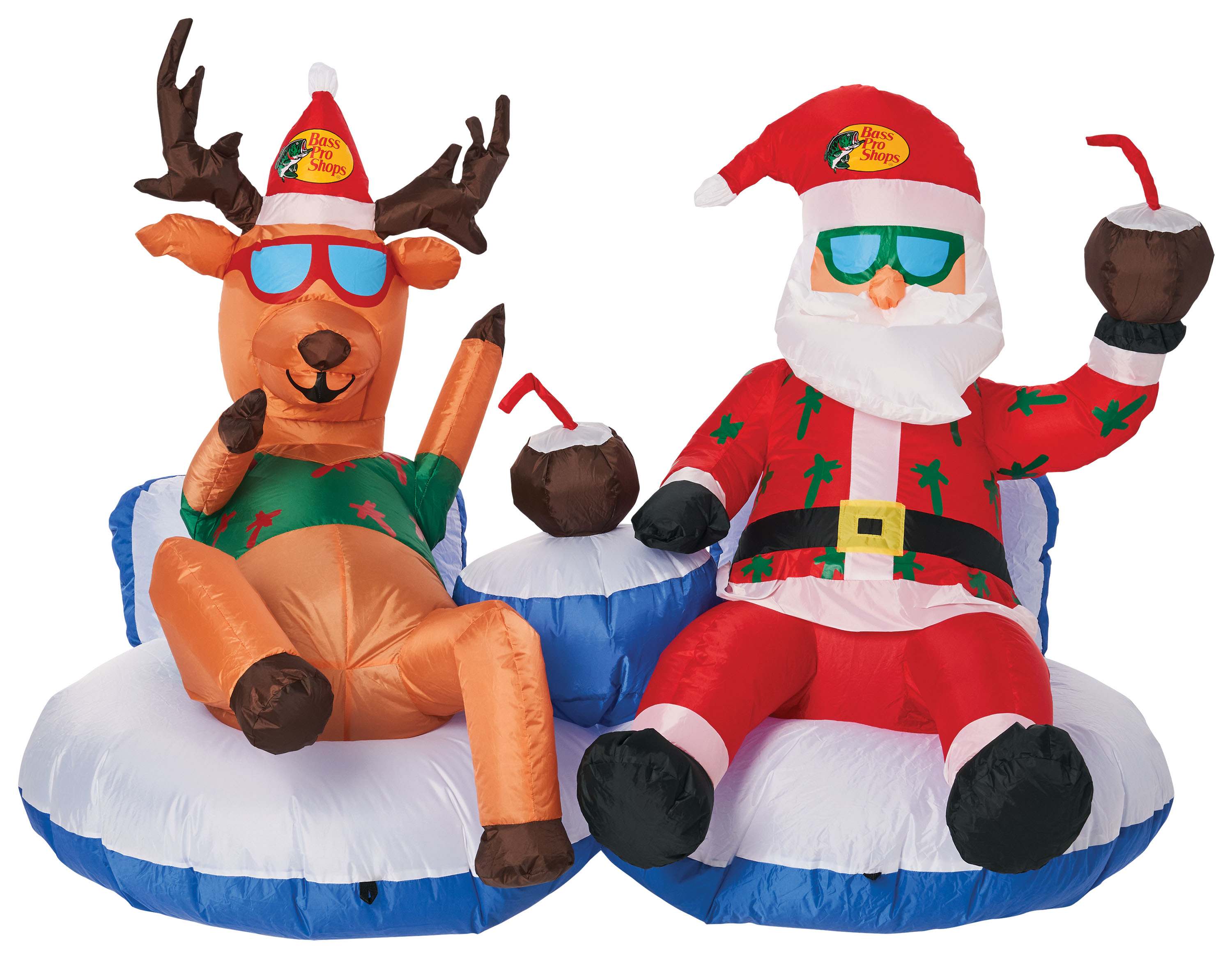 Bass Pro Shops Festive Float Trip Reindeer and Santa Inflatable | Bass ...